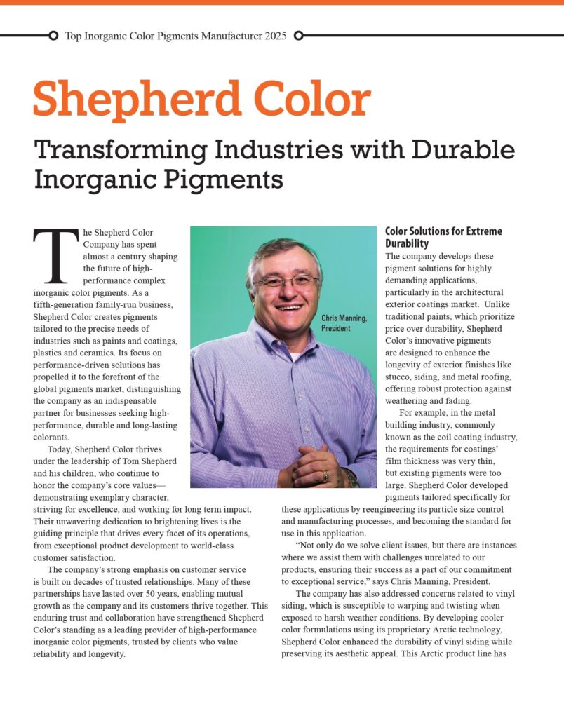 Shepherd Color Recognized as the Top Inorganic Color Pigments ...